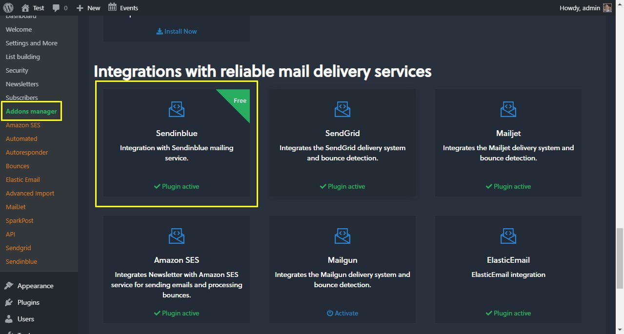 Sendinblue for The Newsletter Plugin - TNP