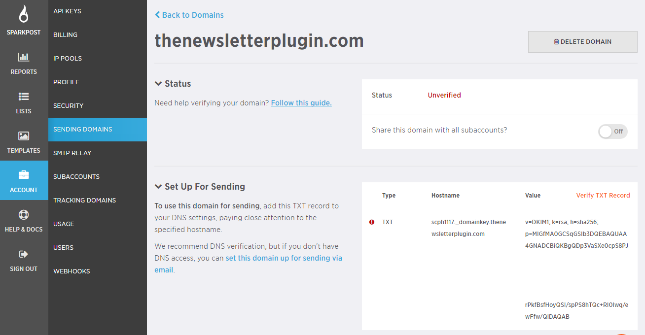 SparkPost Addon - TNP